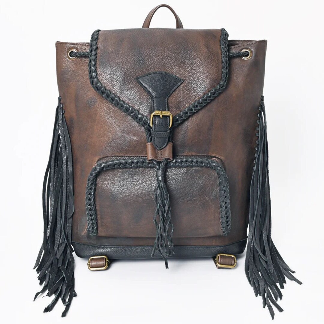 Leather Backpack Women Leather Backpack Purse Leather Fringe - Etsy