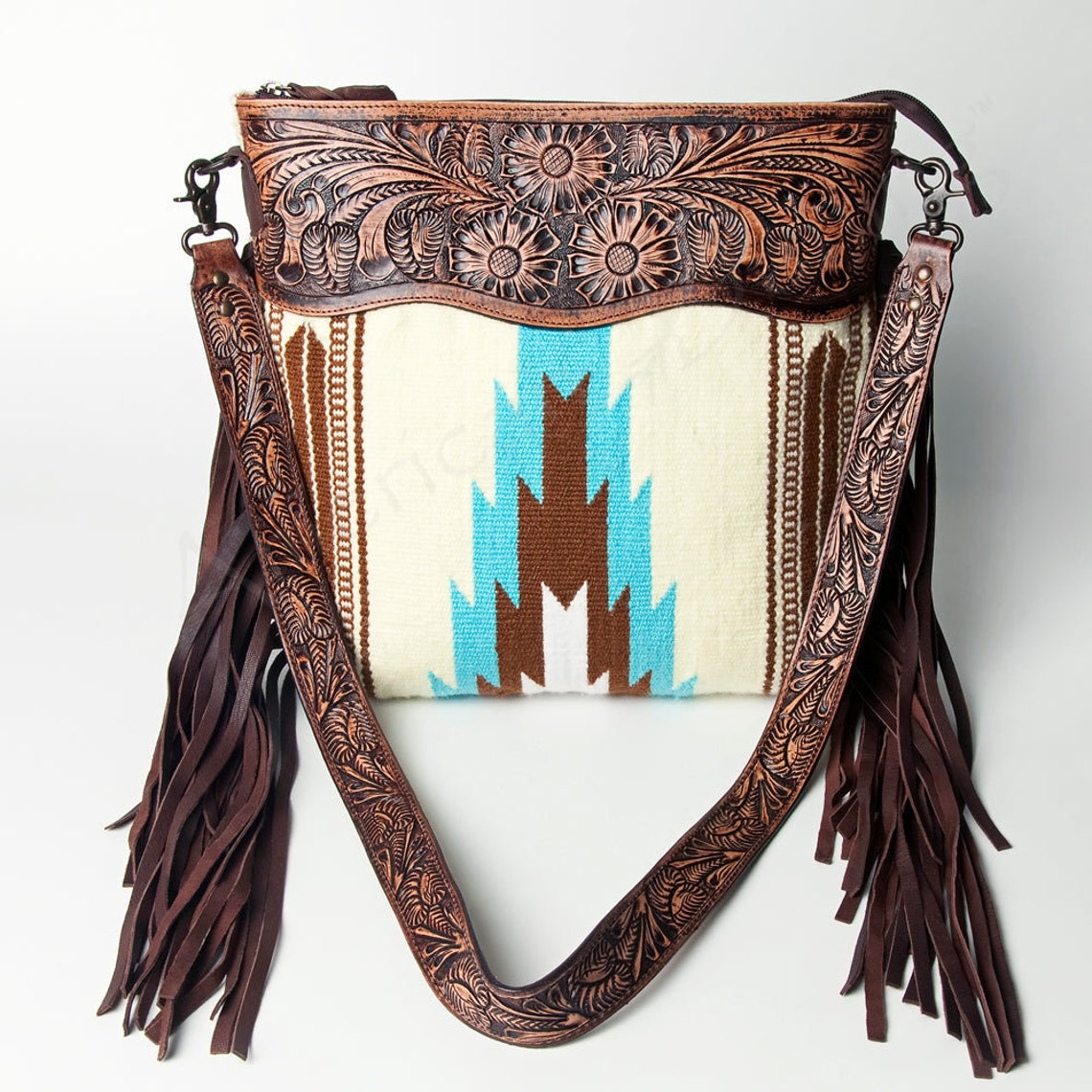 Western Hand Tooled Leather Purse Cowhide Purse Concealed - Etsy