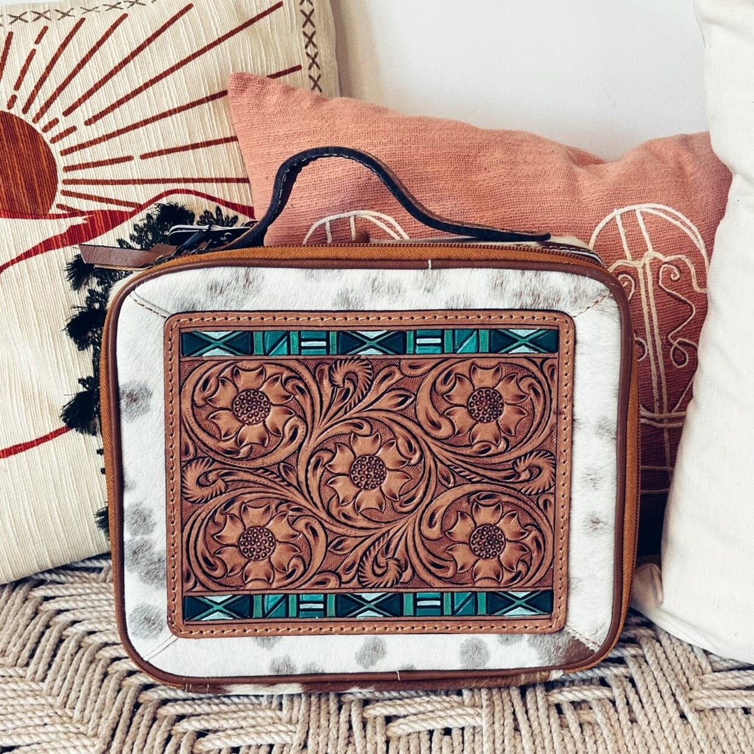 Western Leather Jewelry Case, Hair on Hide Jewelry Holder, Jewelry Safe ...