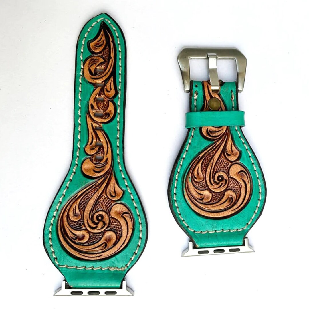 Hand Tooled Leather Apple Watch Band Apple Watch Band Women - Etsy