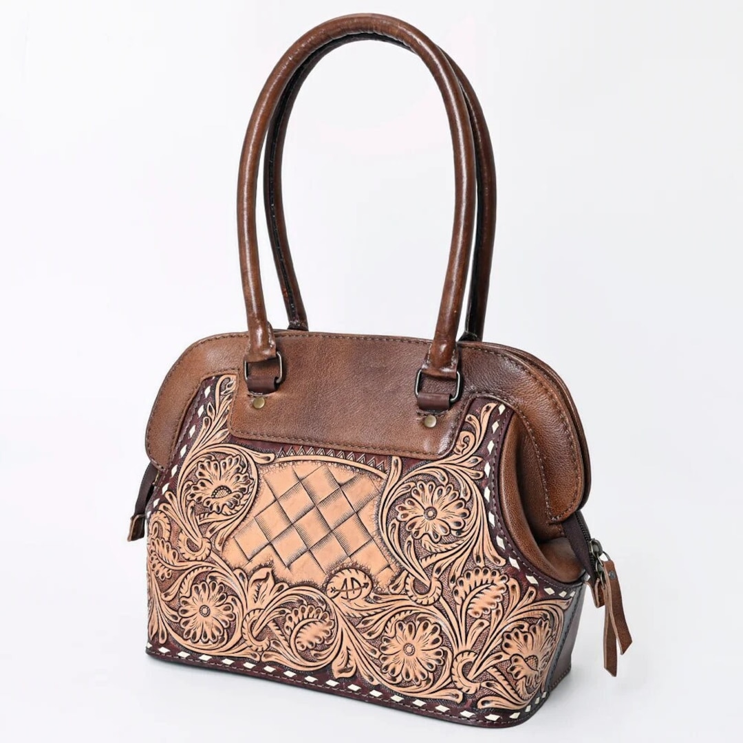 Western Hand Tooled Leather Purse, Western Leather Tote Bag, Western ...