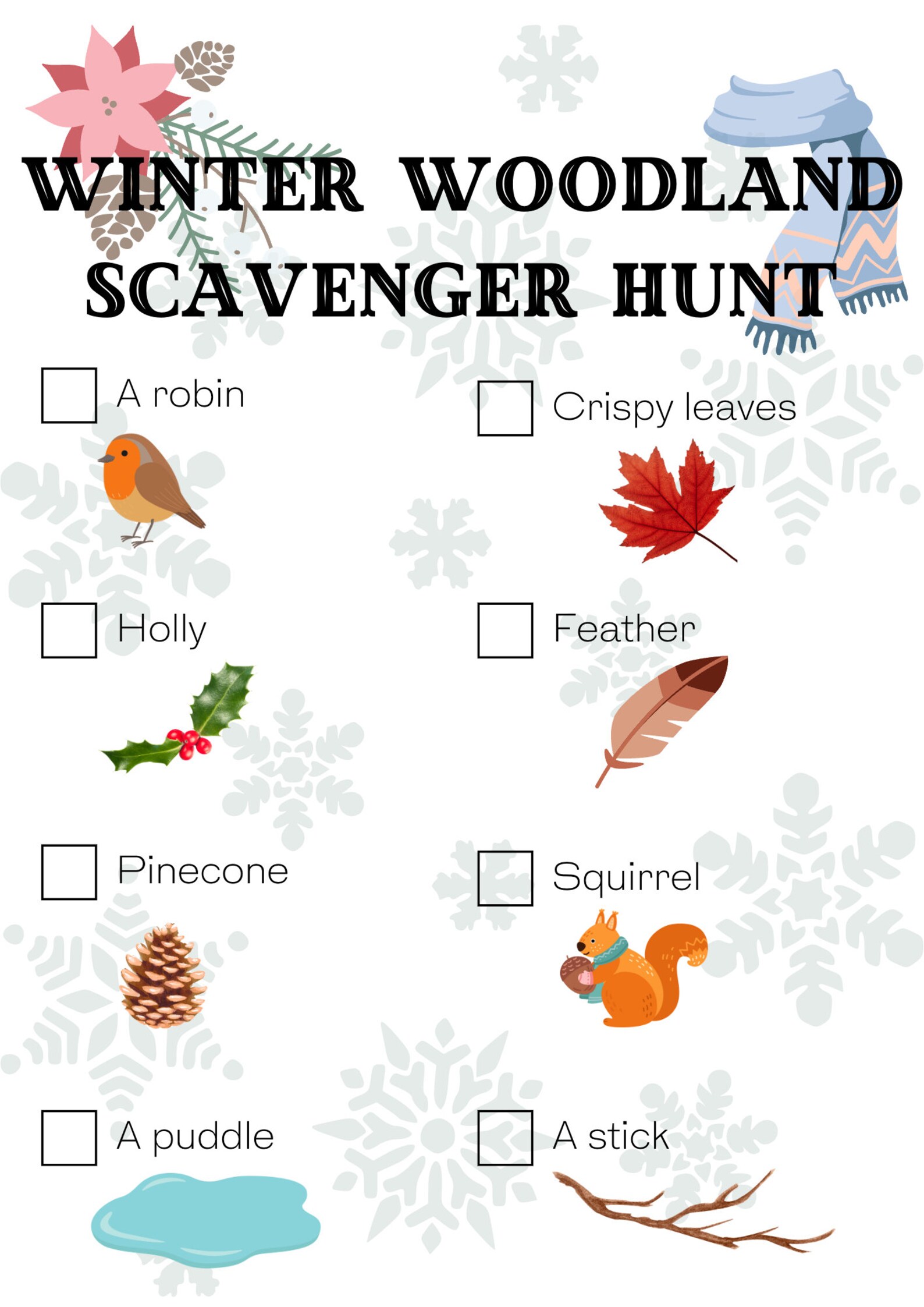 Winter Woodland Scavenger Hunt - Montessori | Woodland Treasure ...
