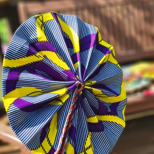 Blue & White Ankara Fabric Fan/ African Fabric Fan/ Fabric - Etsy