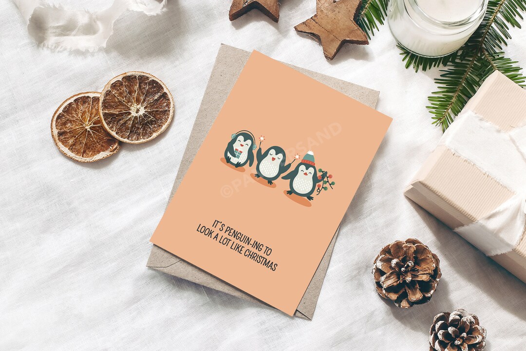 PENGUIN | Pun Christmas Card | Kawaii Cards for Holidays | Punny, Funny ...