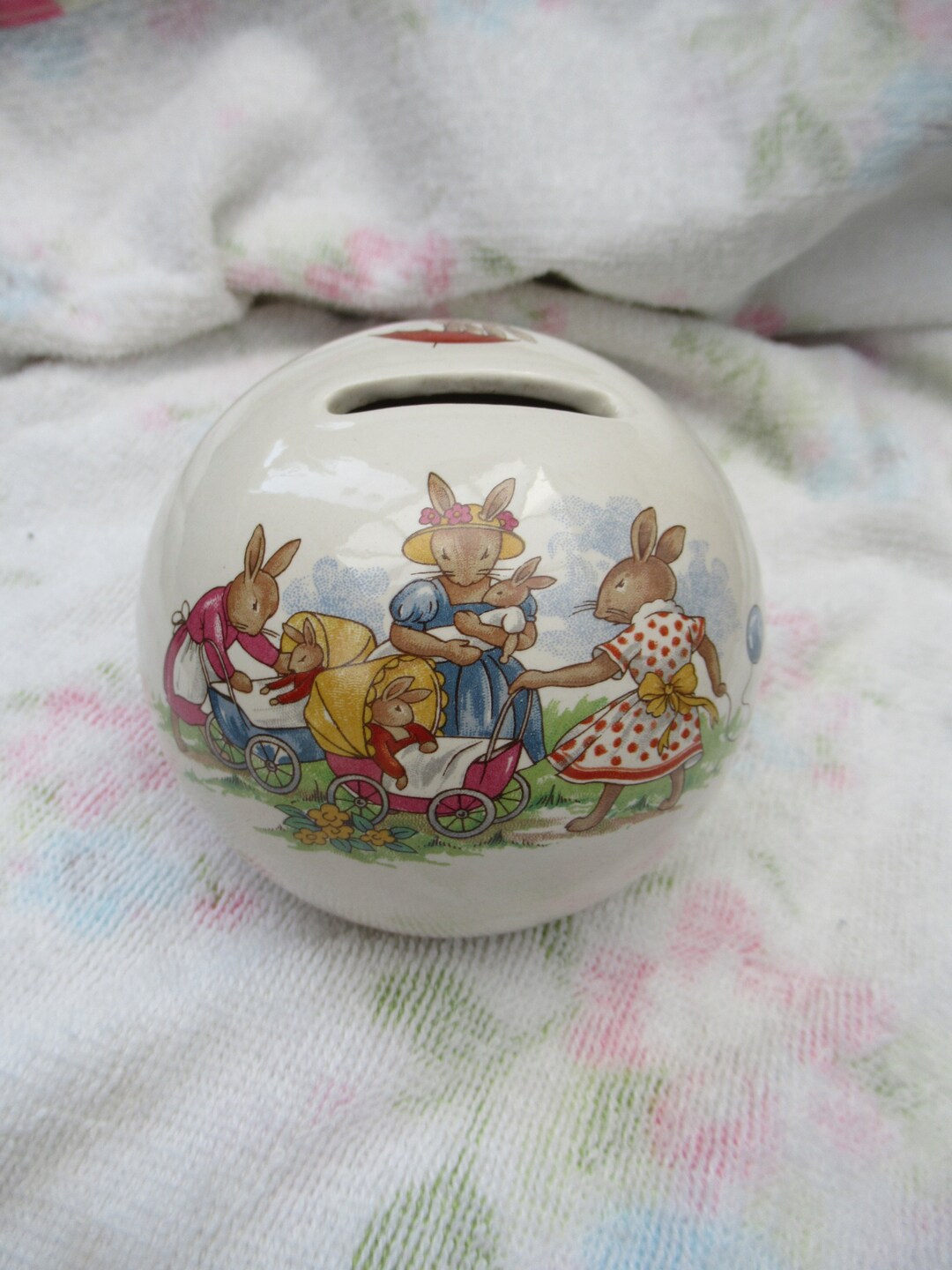 Bunnykins Money Box Christening Gift Kids Pocket Money Saving Coins Ceramic Vintage Gift ...