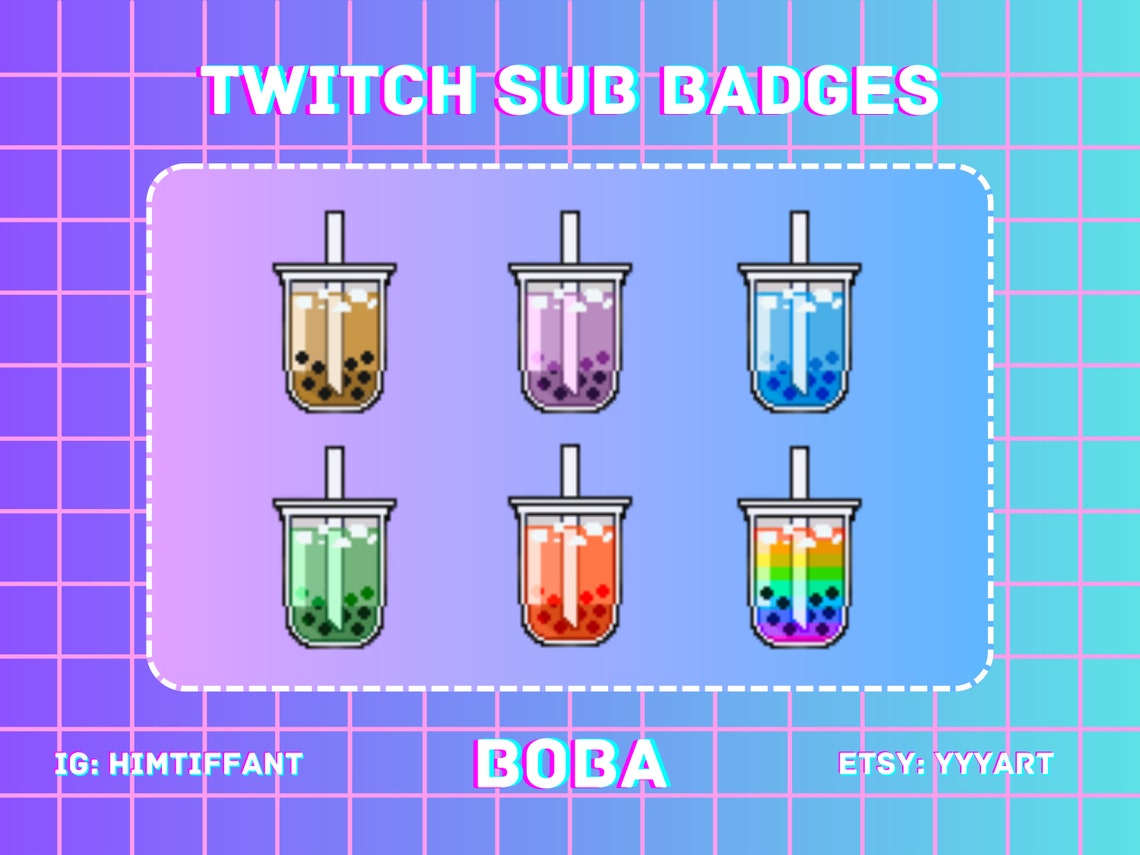 Twitch Sub Badge Boba Tea Bubble Tea Pixel Art Twitch - Etsy