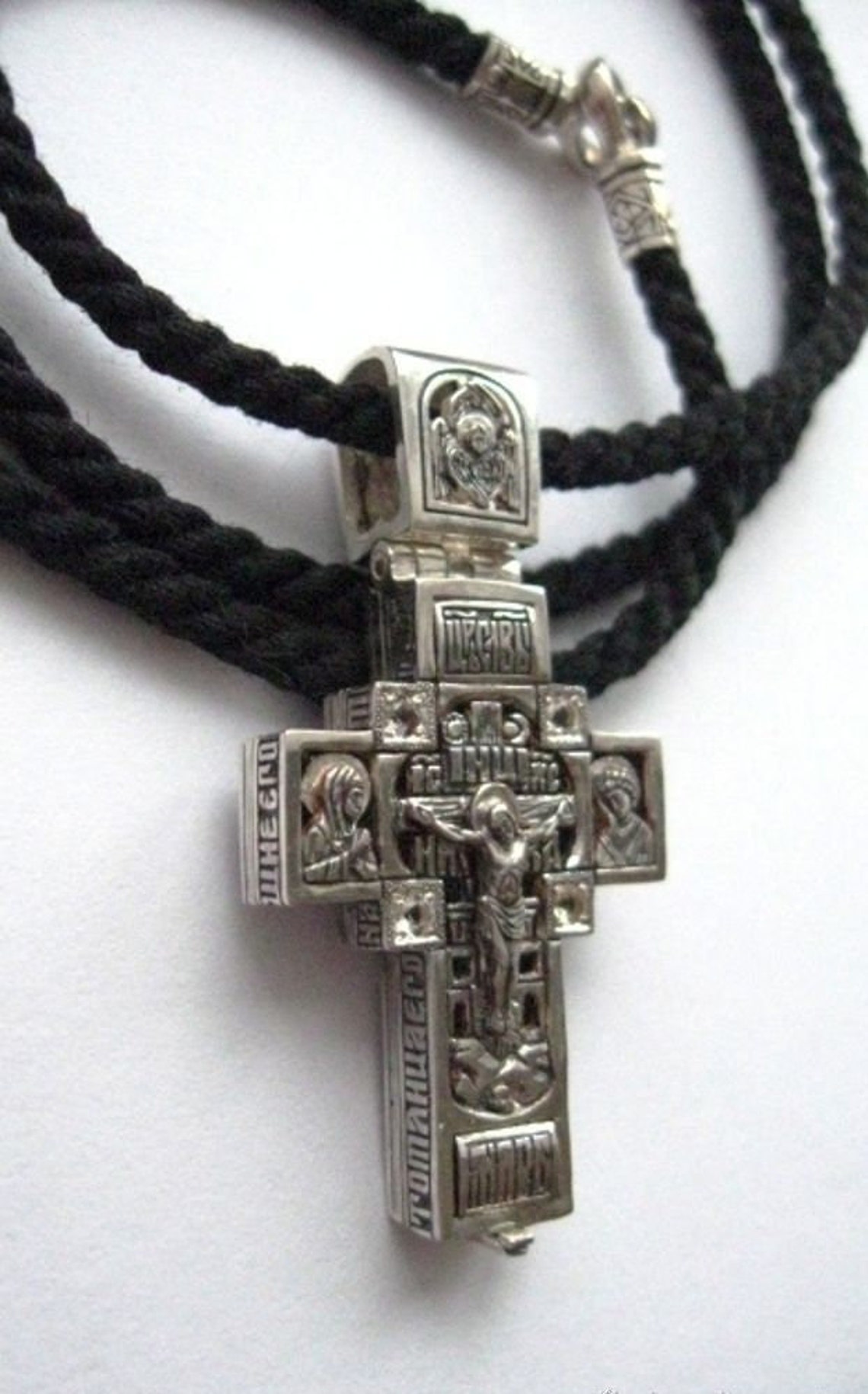 Orthodox Style Greek Ukrainian Silver Cross With a Hiding Place Under ...