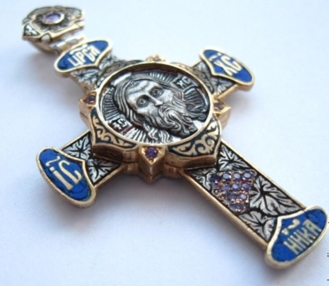 Orthodox Handmade Greek Ukrainian Bulgarian Cross Made of Silver With a ...