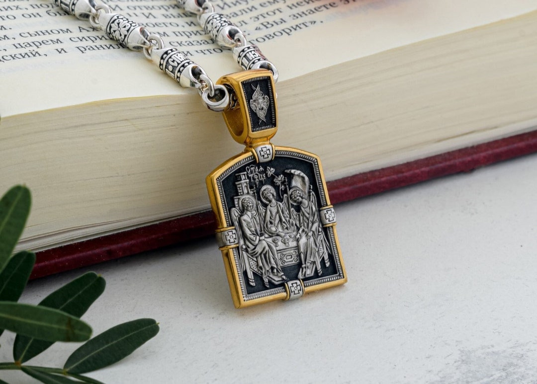 Handmade Holy Trinity Pendant Necklace: Orthodox Silver & Gilding - Etsy