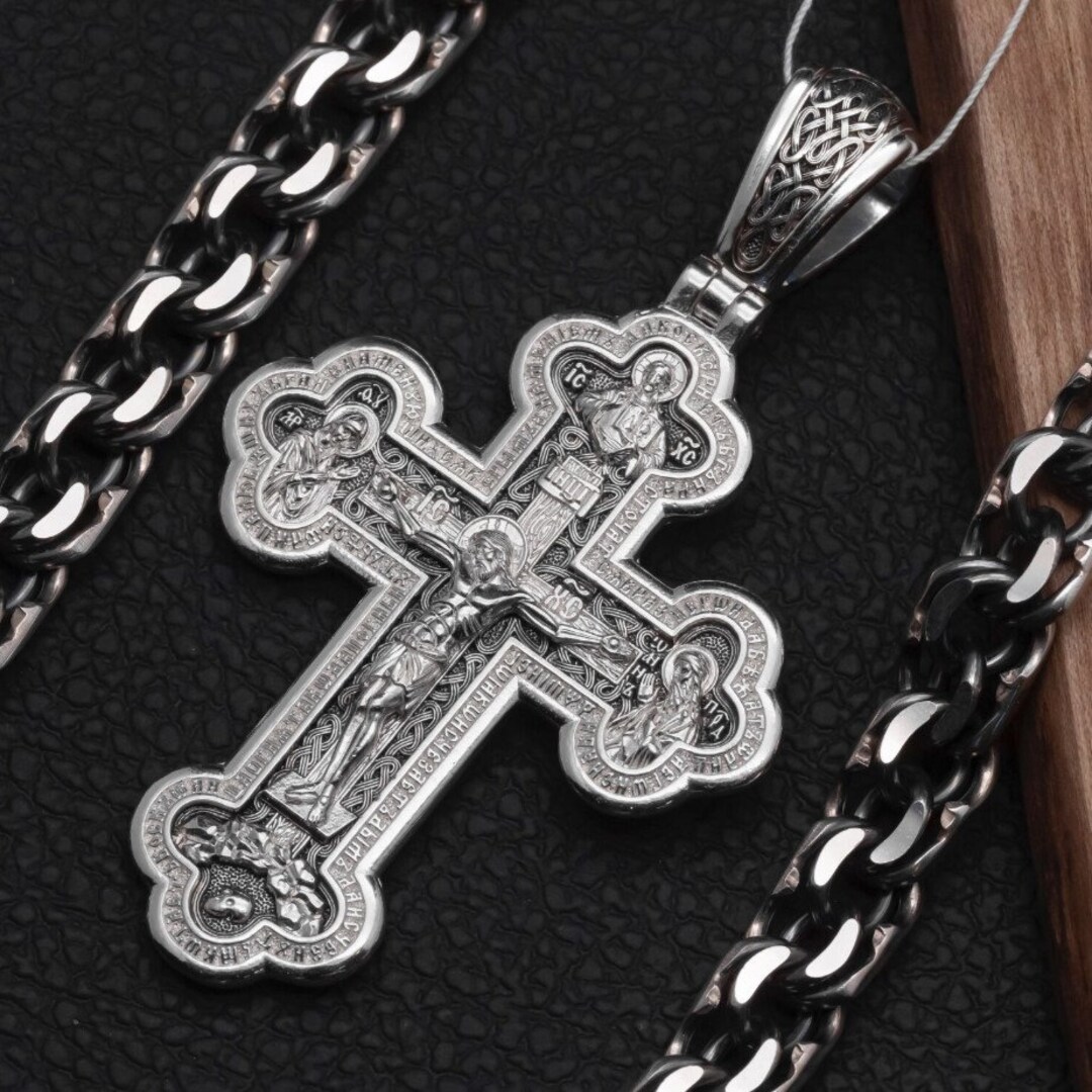 Traditional Crucifix Byzantine Theotokos and John the Baptist Orthodox ...