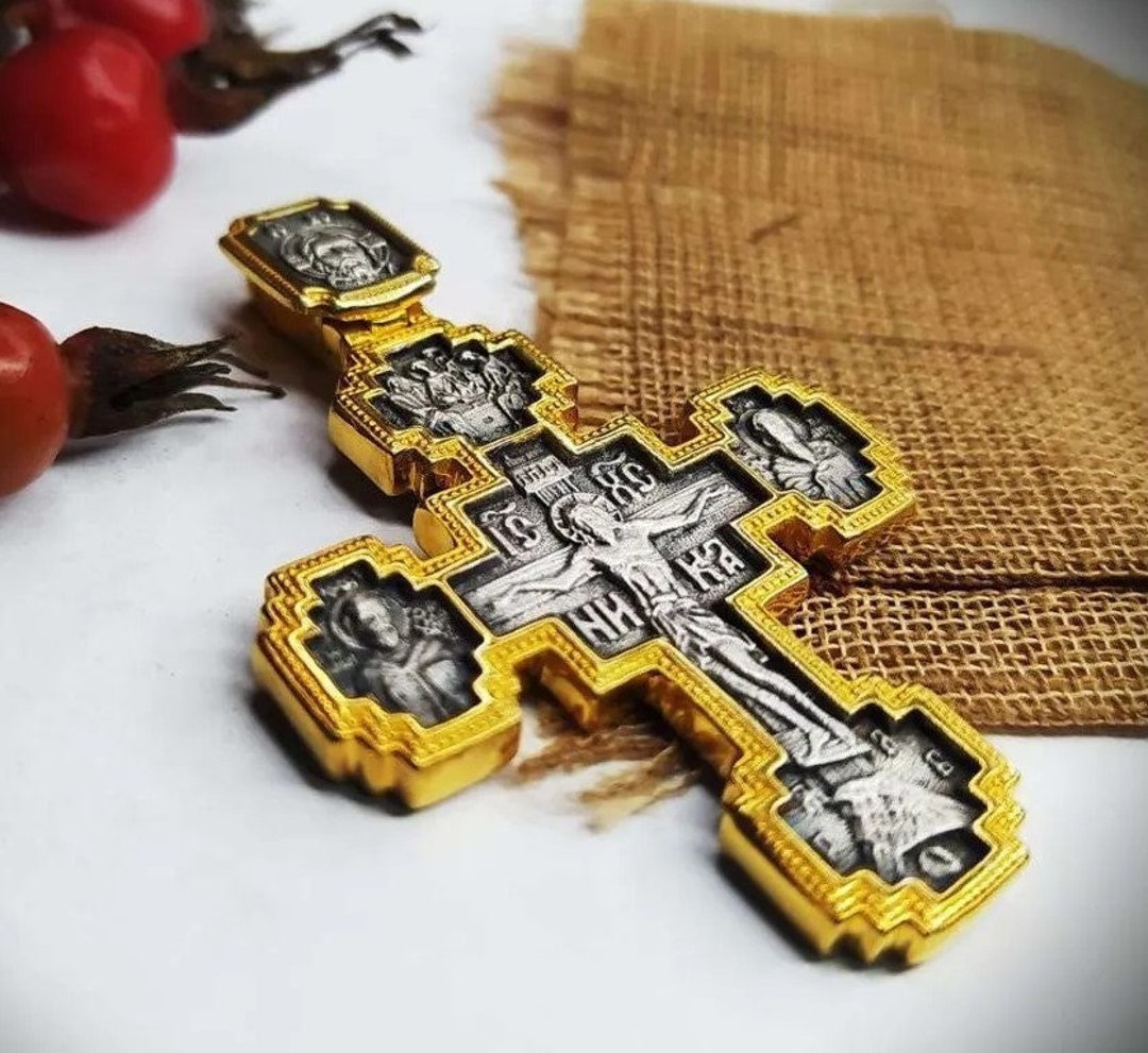 Greek Traditional Orthodox Christian Handmade Crucifix Made of Silver ...