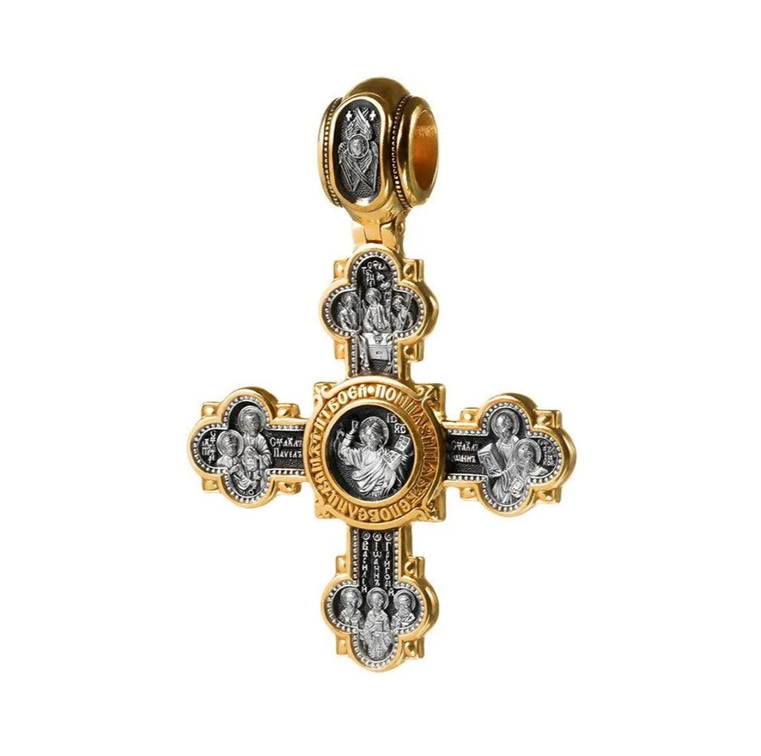 Greece Orthodox Unique Handcrafted Crucifix Silver 925 + 999 Gilding ...