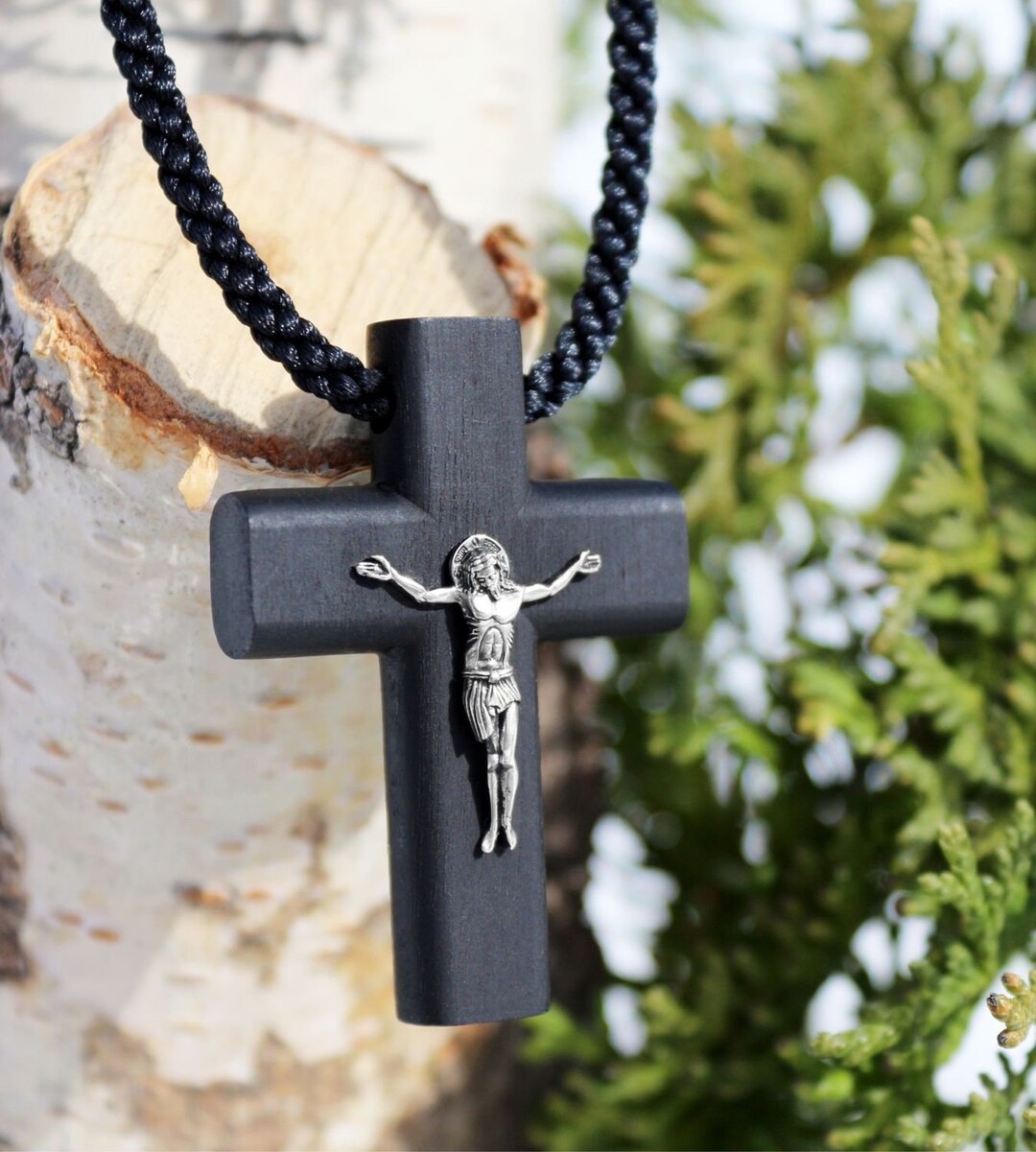 Ukrainian Orthodox Cross Crucifixion of Christ Carved Ebony Silver ...