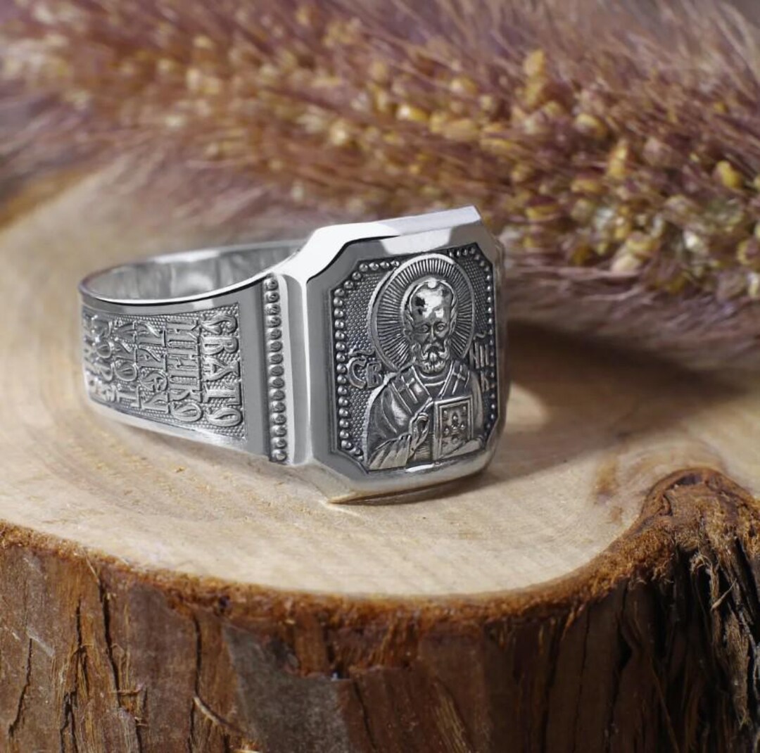 Traditional Greece Romanian Serbian Orthodox Silver 925 Ring "prayer to ...