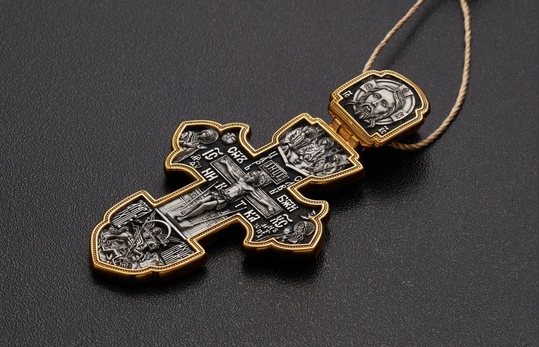 Handmade Crucifixion Cross: 925 Silver & 999 Gold Relic - Etsy