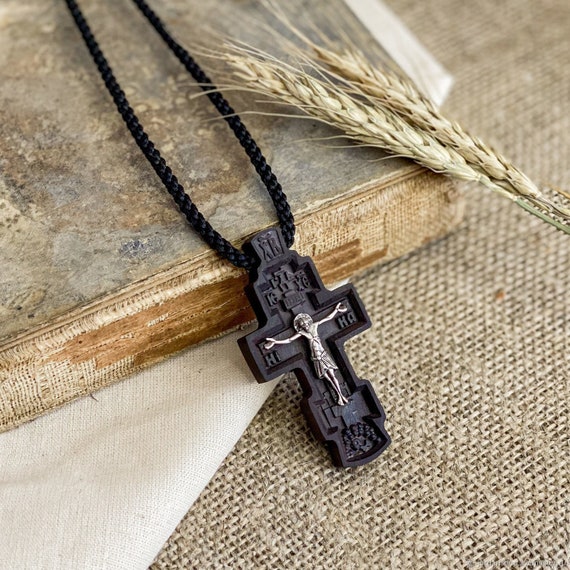 St. George Orthodox Cross Crucifixion of Christ Carved Ebony - Etsy