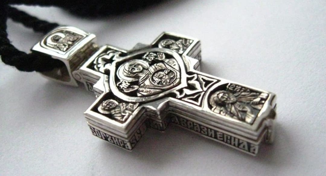 Orthodox Style Greek Ukrainian Silver Cross With a Hiding Place Under ...