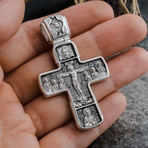 Massive Orthodox Grece Ukrainian Serbian Silver 925 Pendant Crucifix ...