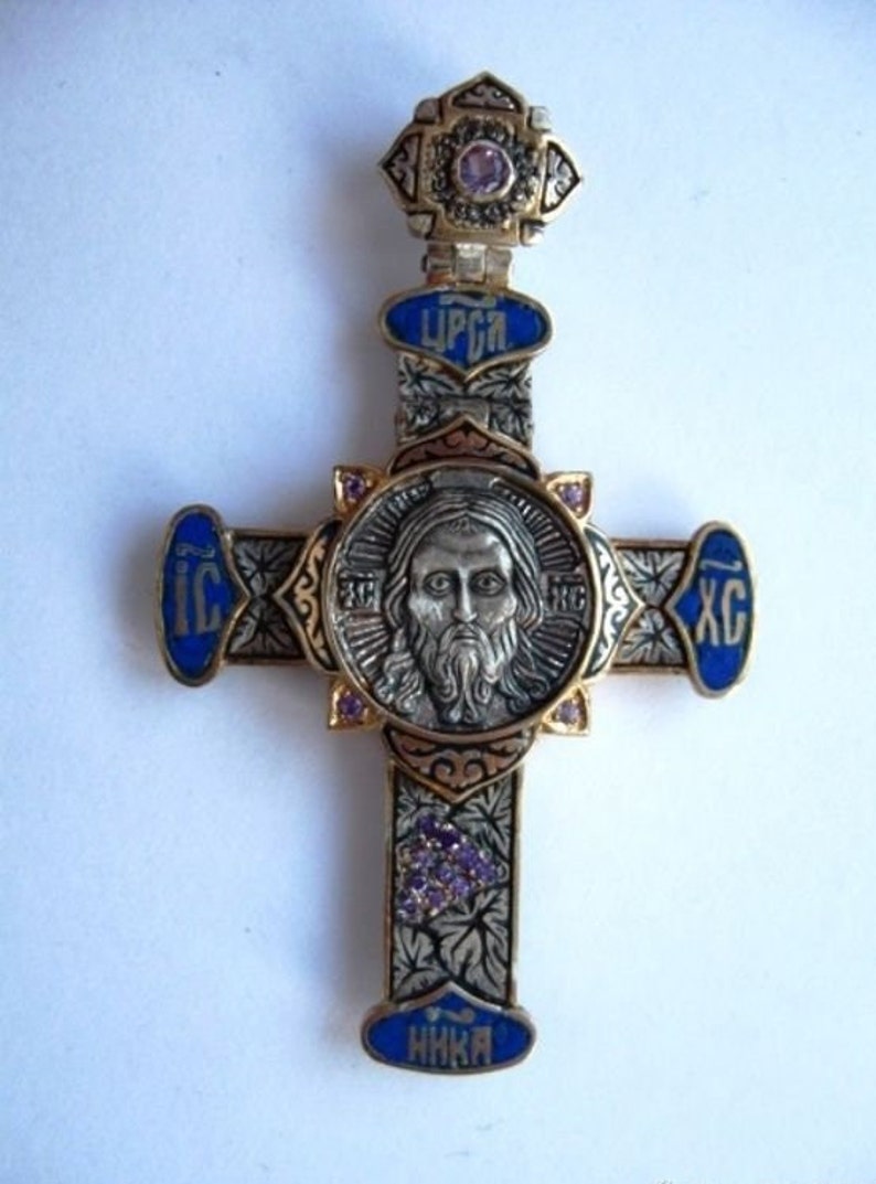 Orthodox Handmade Greek Ukrainian Bulgarian Cross Made of Silver With a ...