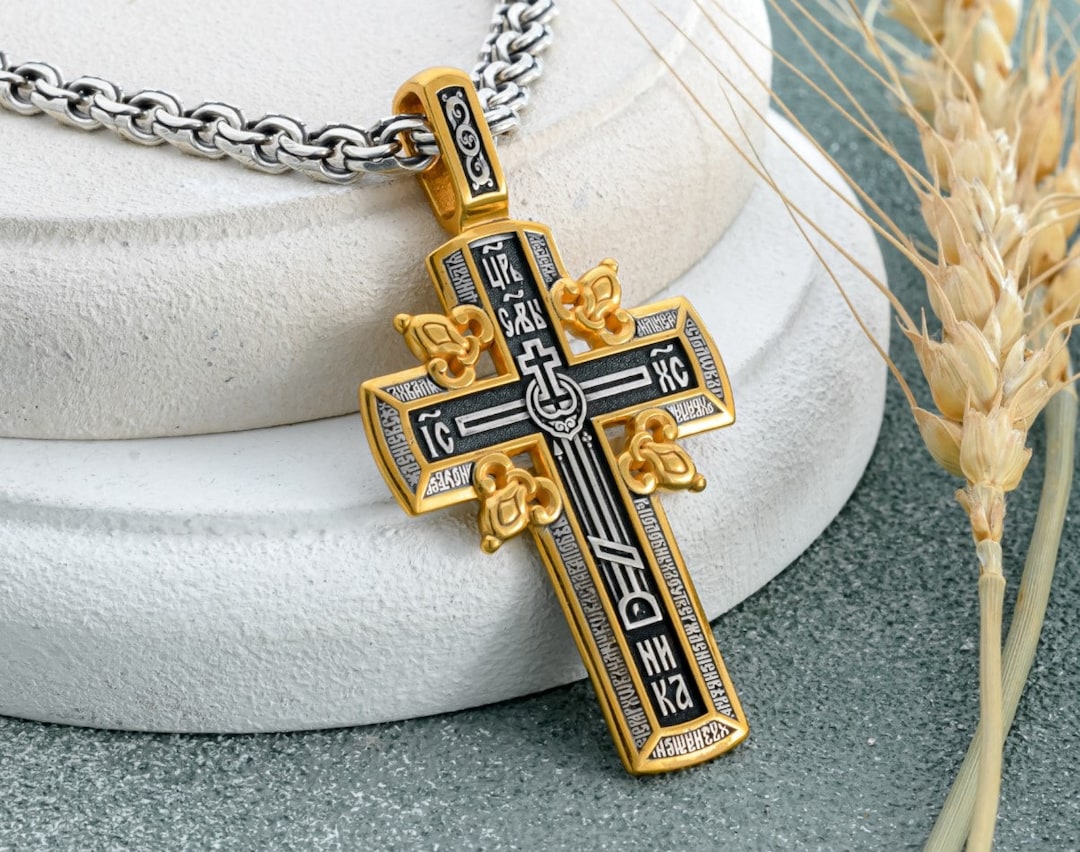 The Cross of Calvary Traditional Greece Orthodox Relics Silver Gold ...