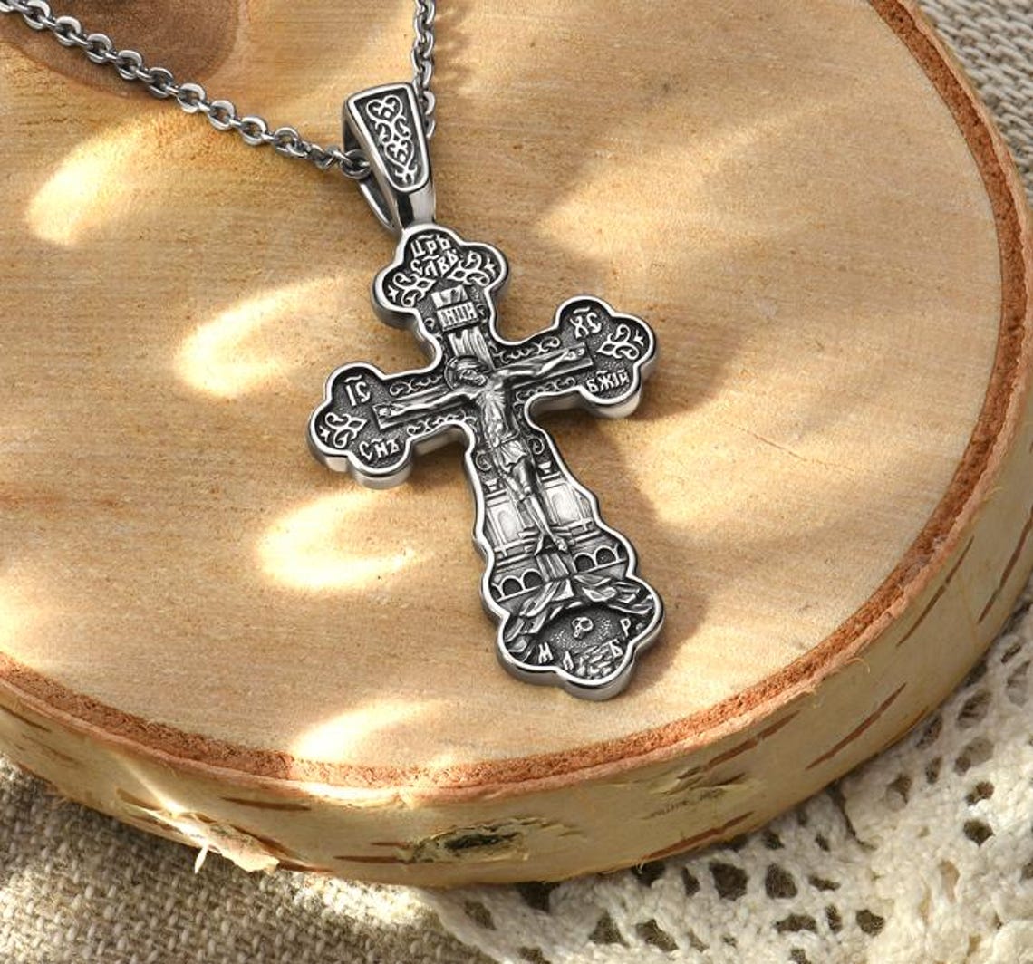 Orthodox Platinum Plated Calvary - Mount Golgotha Christian Silver 925 ...
