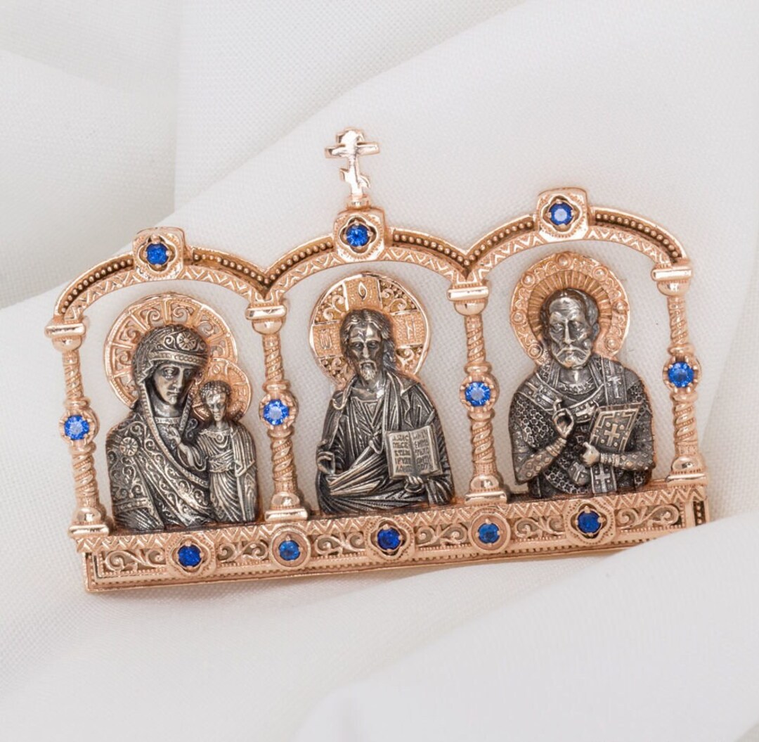 Greece East Christian Baptist Car Orthodox Silver 925 + Gilding Icon ...