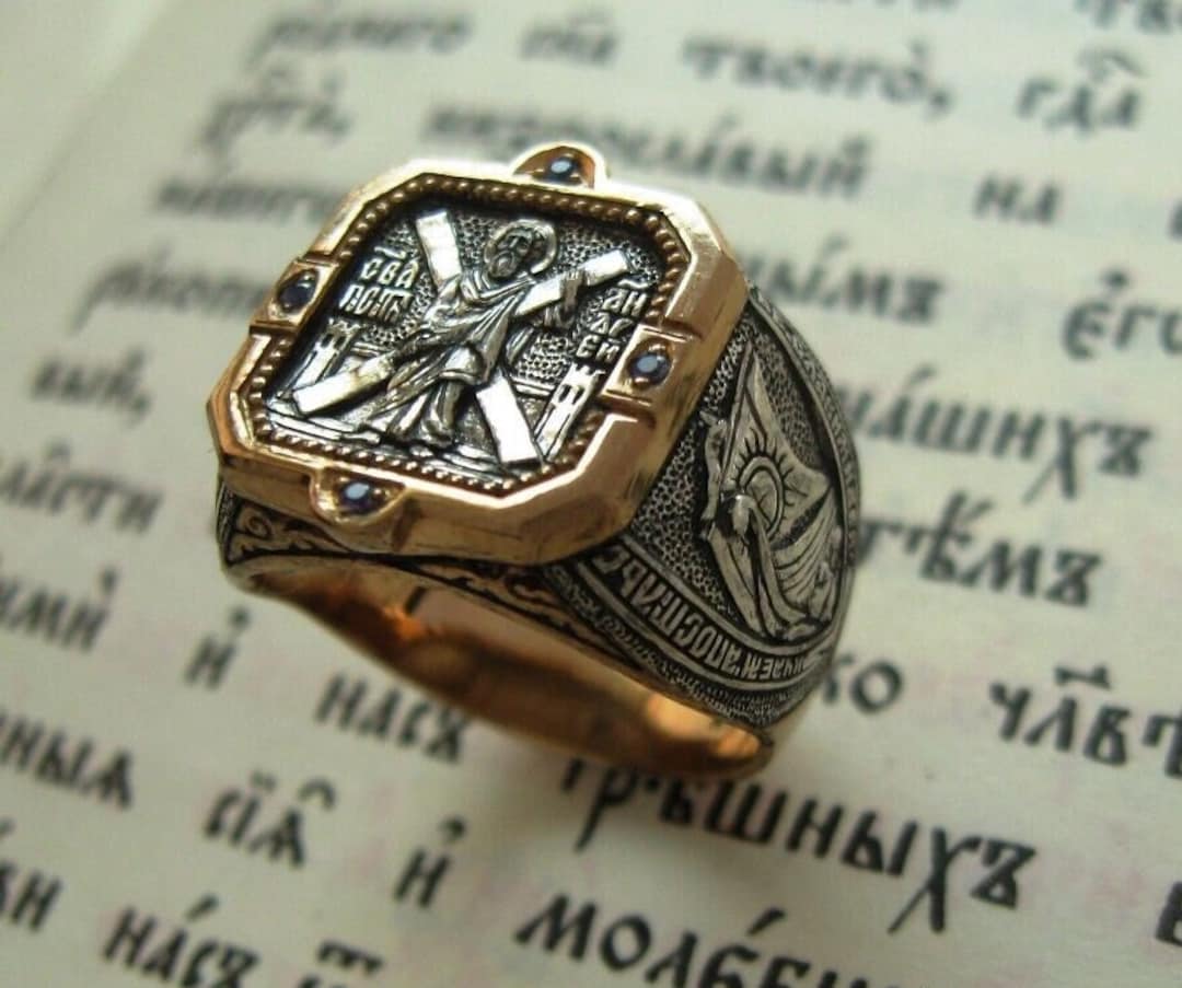 St. Andrew Orthodox Handmade Silver Ring With Prayer the Byzantine ...