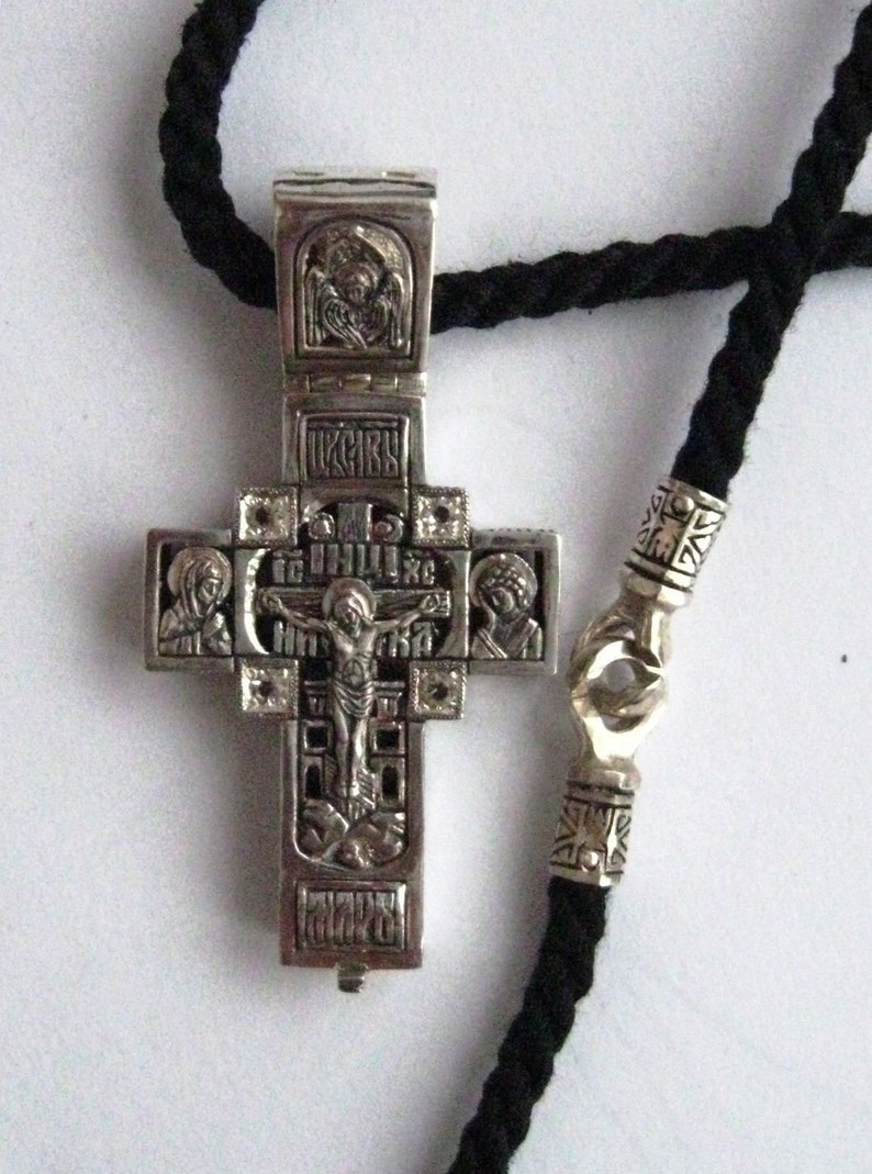 Orthodox Style Greek Ukrainian Silver Cross With a Hiding Place Under ...