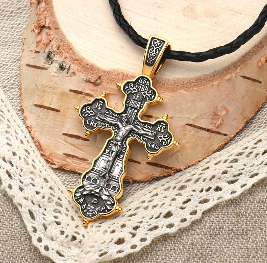 The Eight-pointed Cross Orthodox Christian Silver 925 + Gold 24K ...