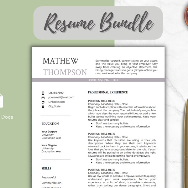 Google Docs Resume Slides - Etsy