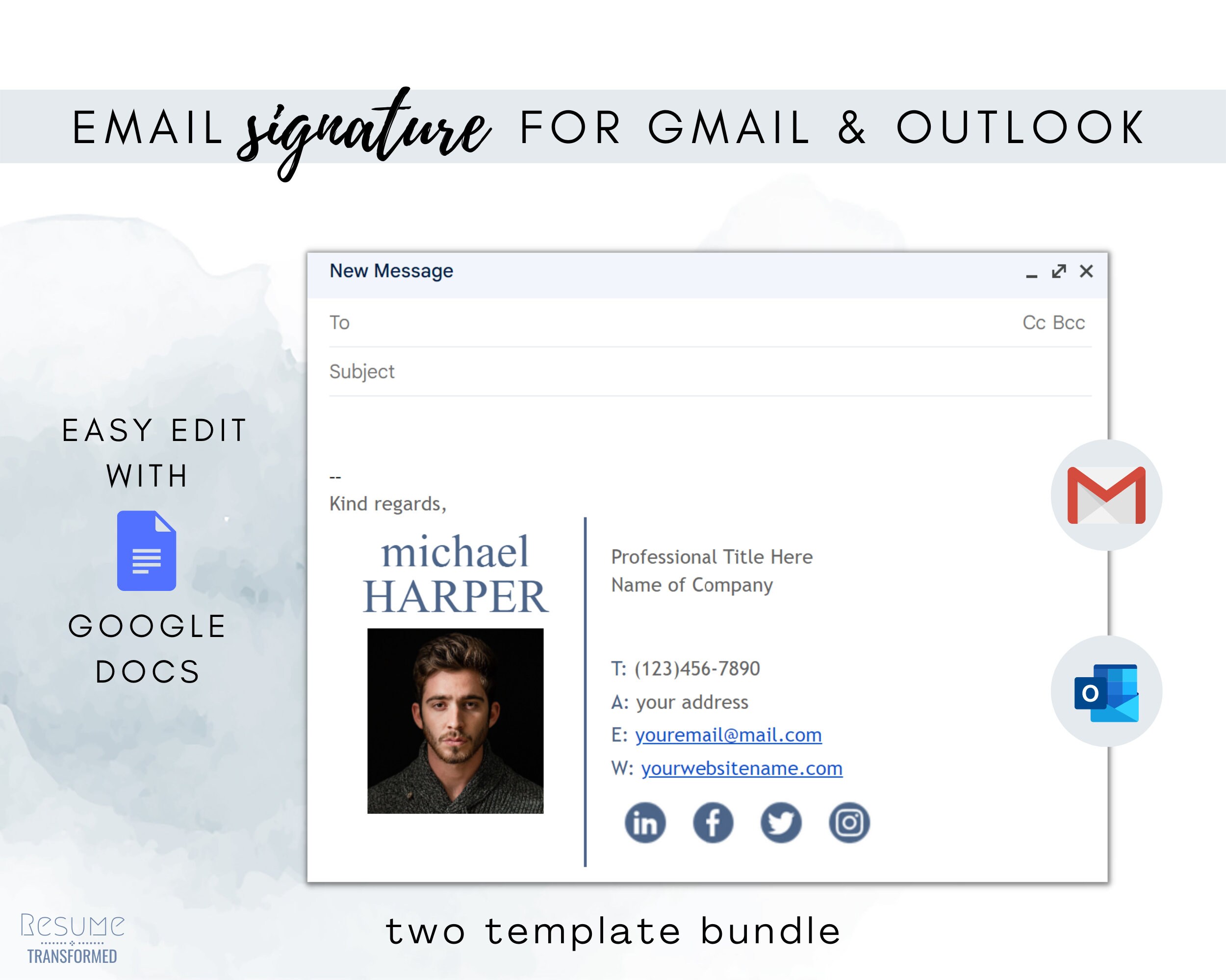 Gmail Email Signature Template. A Modern Email Signature Clickable ...