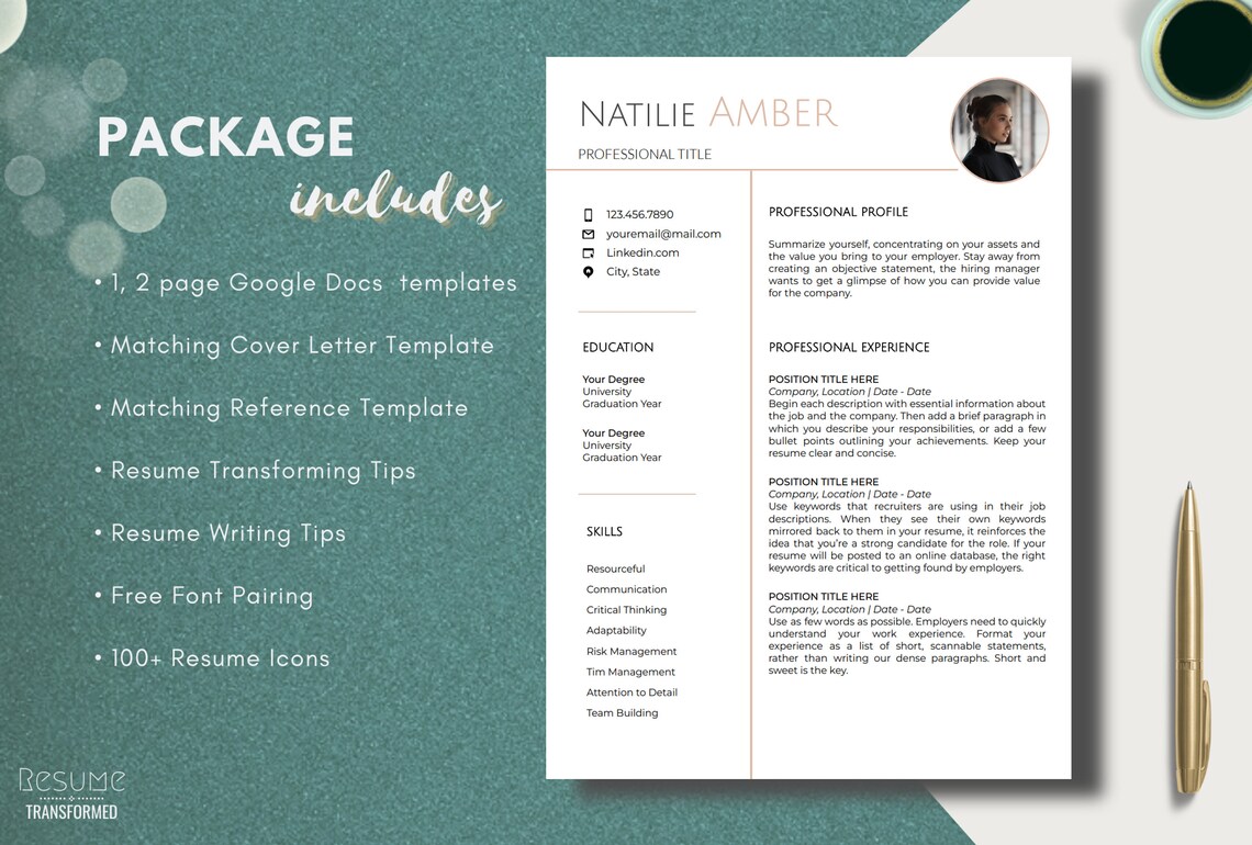 Google Docs Resume Slides, Resume Template Google Docs, Modern Resume ...