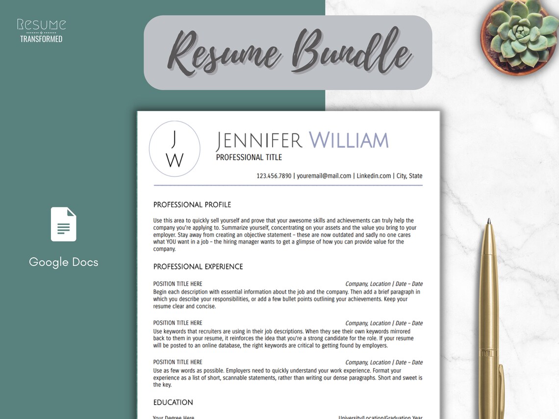 CFO Resume Template Google Docs Resume Slides Modern Resume - Etsy