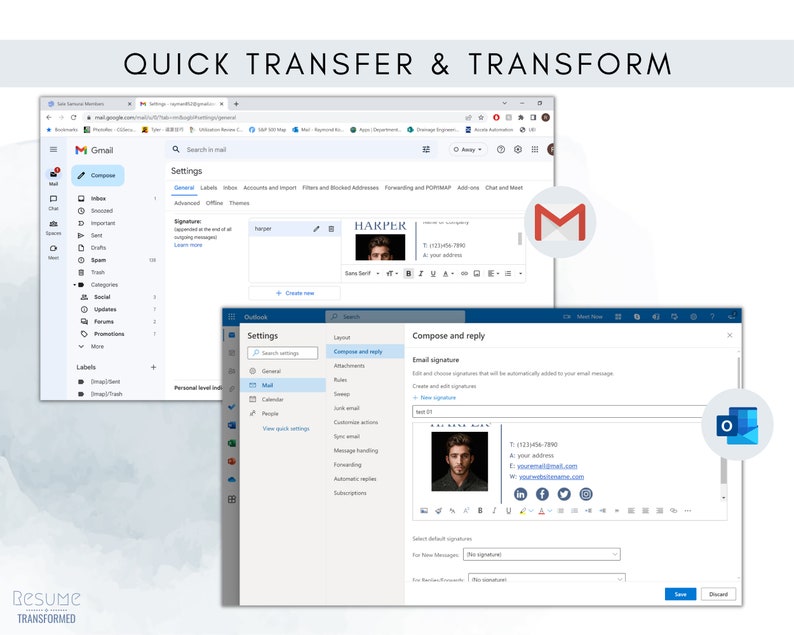 Gmail Email Signature Template. A Modern Email Signature Clickable ...