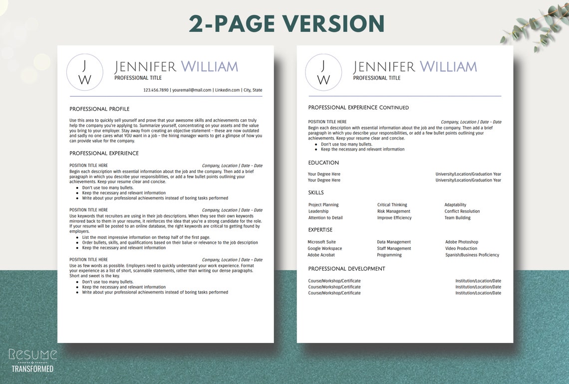 CFO Resume Template Google Docs Resume Slides Modern Resume - Etsy