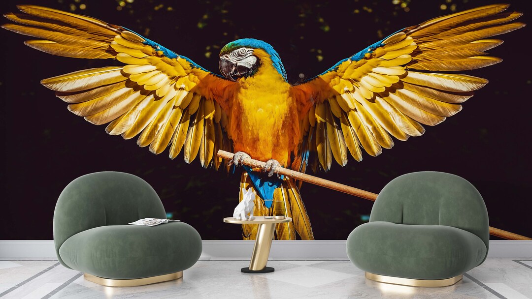 Yellow Parrot Wall Art Bird Wings Wall Mural Modern Mural - Etsy