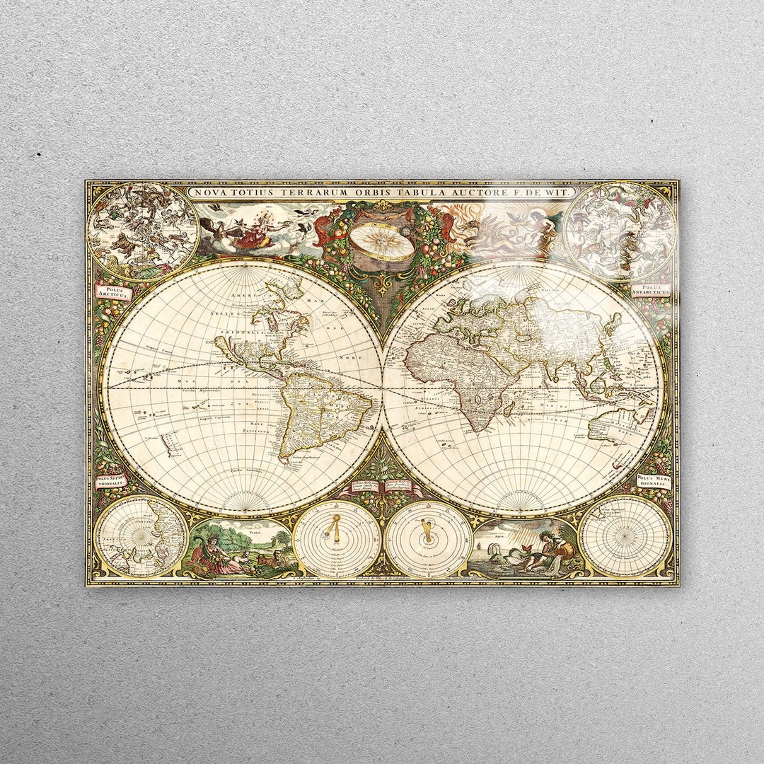 Wall Art Glass Wall Art Glass A New Map of the Whole World - Etsy