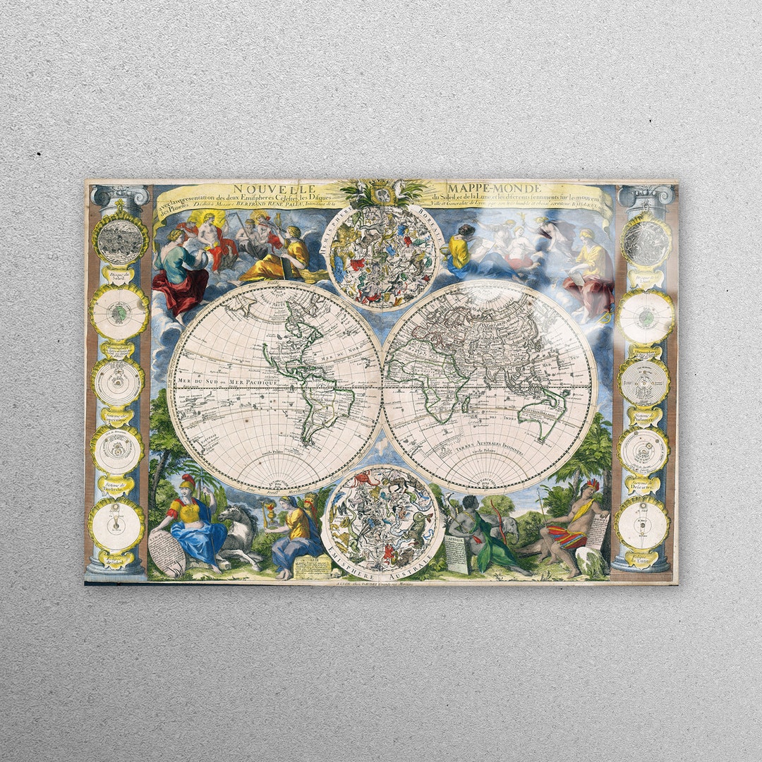 Glass Printing, Mural Art, Wall Art, Large World Map Wall Decor, Map ...