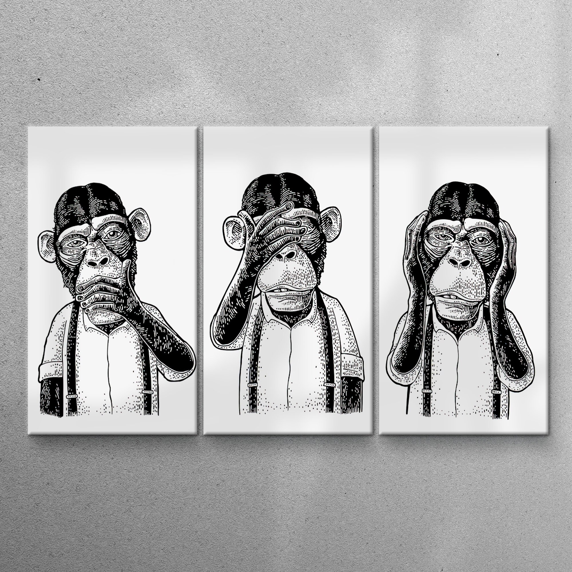 Three Wise Monkeys Drawing