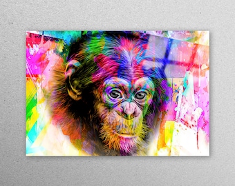 Chimp Glass Wall Art - Etsy