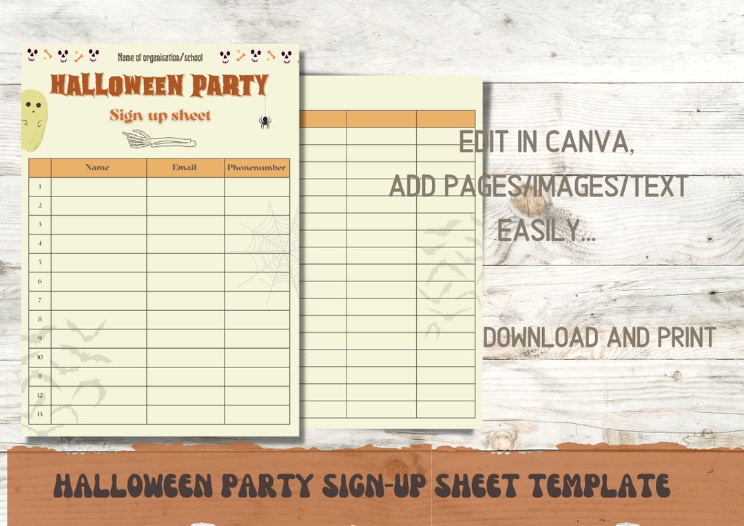 Halloween Party Sign up Form, Canva Halloween Party Volunteer Template ...