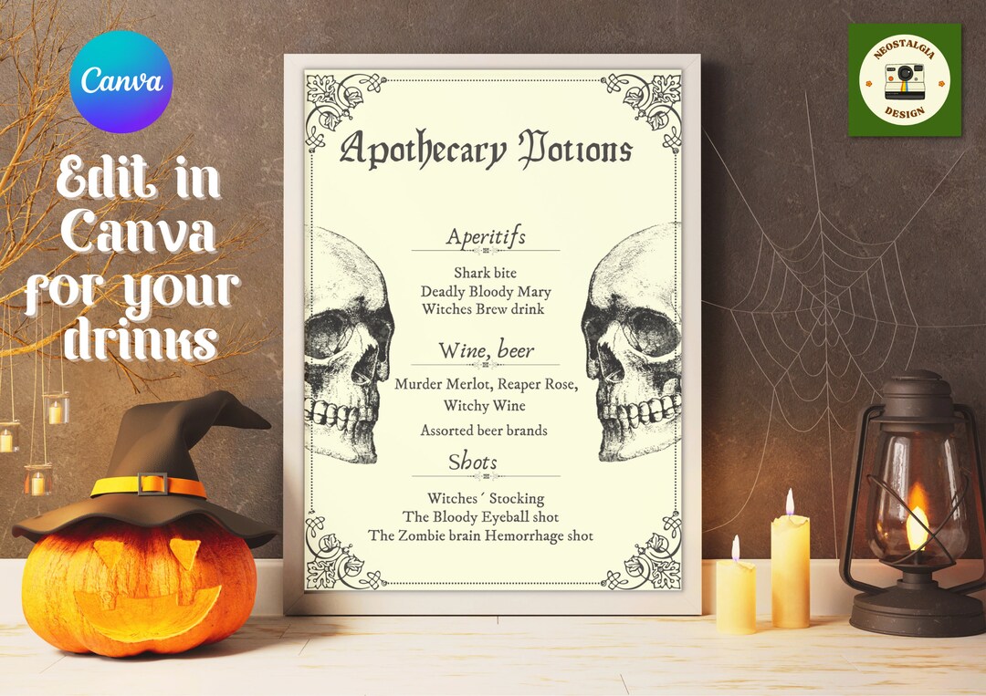 Halloween Dinner Menu, Adult Gothic Party Decor, Goth Dinner Kit ...