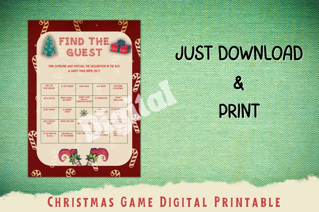 Christmas Find the Guest Game, Find Someone Who Xmas Games, Fun ...