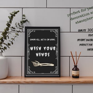 Halloween Wall Art, Wash Your Hands Sign, Restroom Demons Kill so Can ...