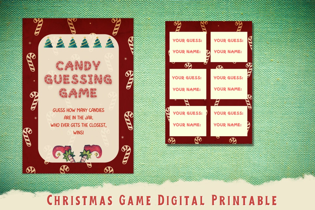 Christmas Candy Guessing Game Printable, Guess How Many Candies in a ...