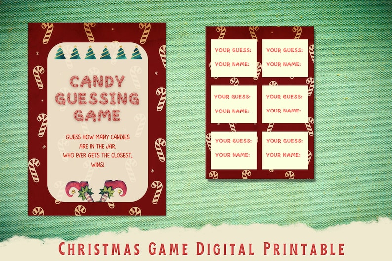 Christmas Candy Guessing Game Printable, Guess How Many Candies in a ...