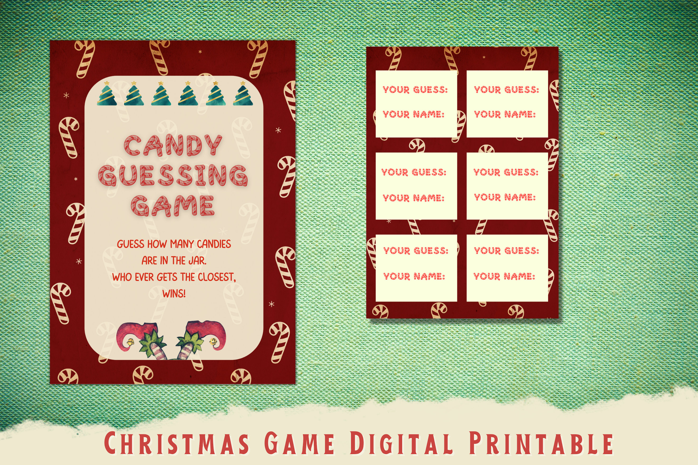 Christmas Candy Guessing Game Printable, Guess How Many Candies in a ...