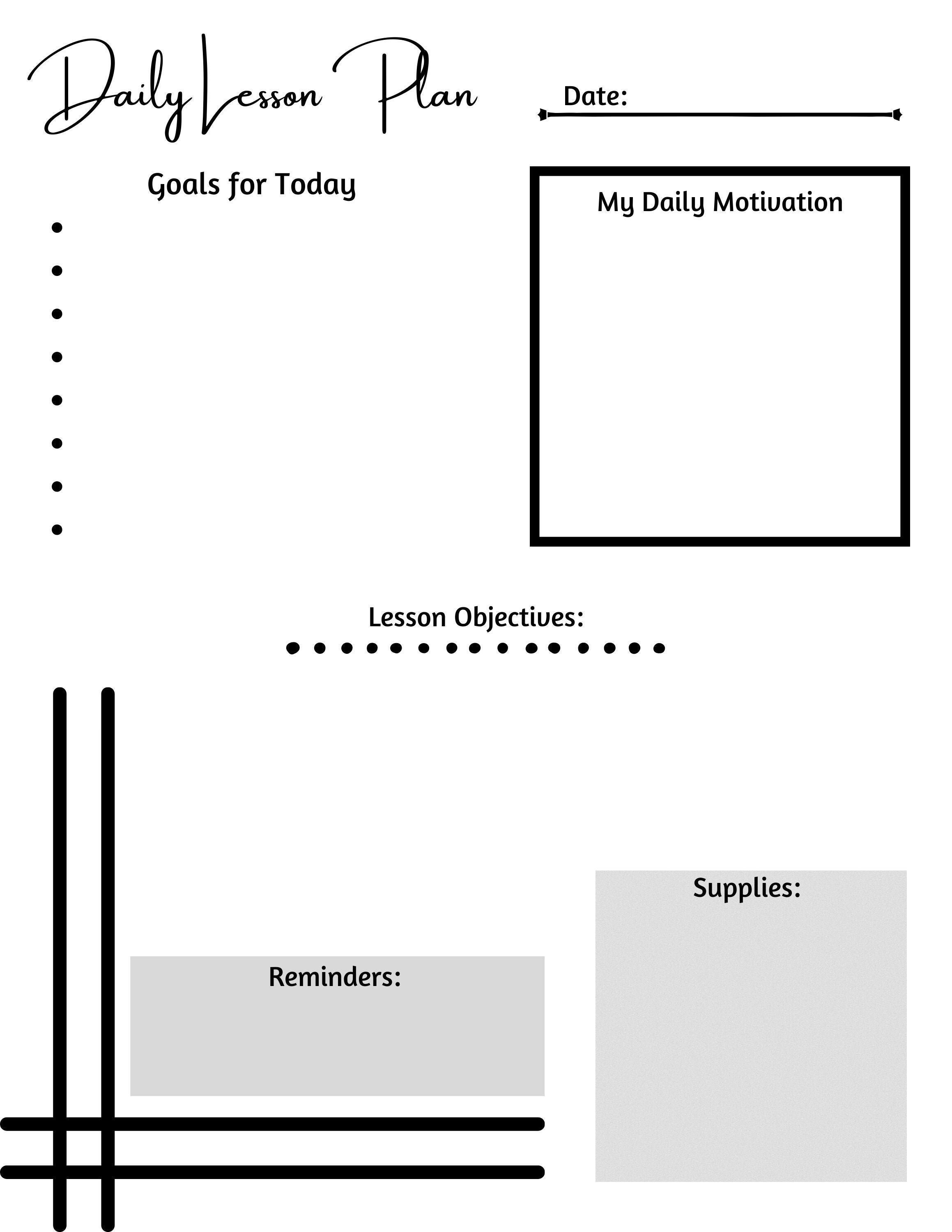 Daily Lesson Plan Printable - Etsy