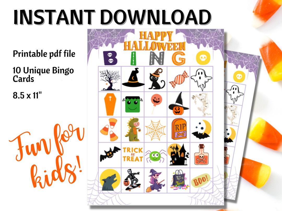 Halloween BINGO Printable - Party Game - Letter Size - Color - Instant ...