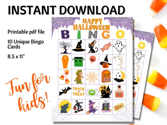 Halloween BINGO Printable Party Game Letter Size Color - Etsy